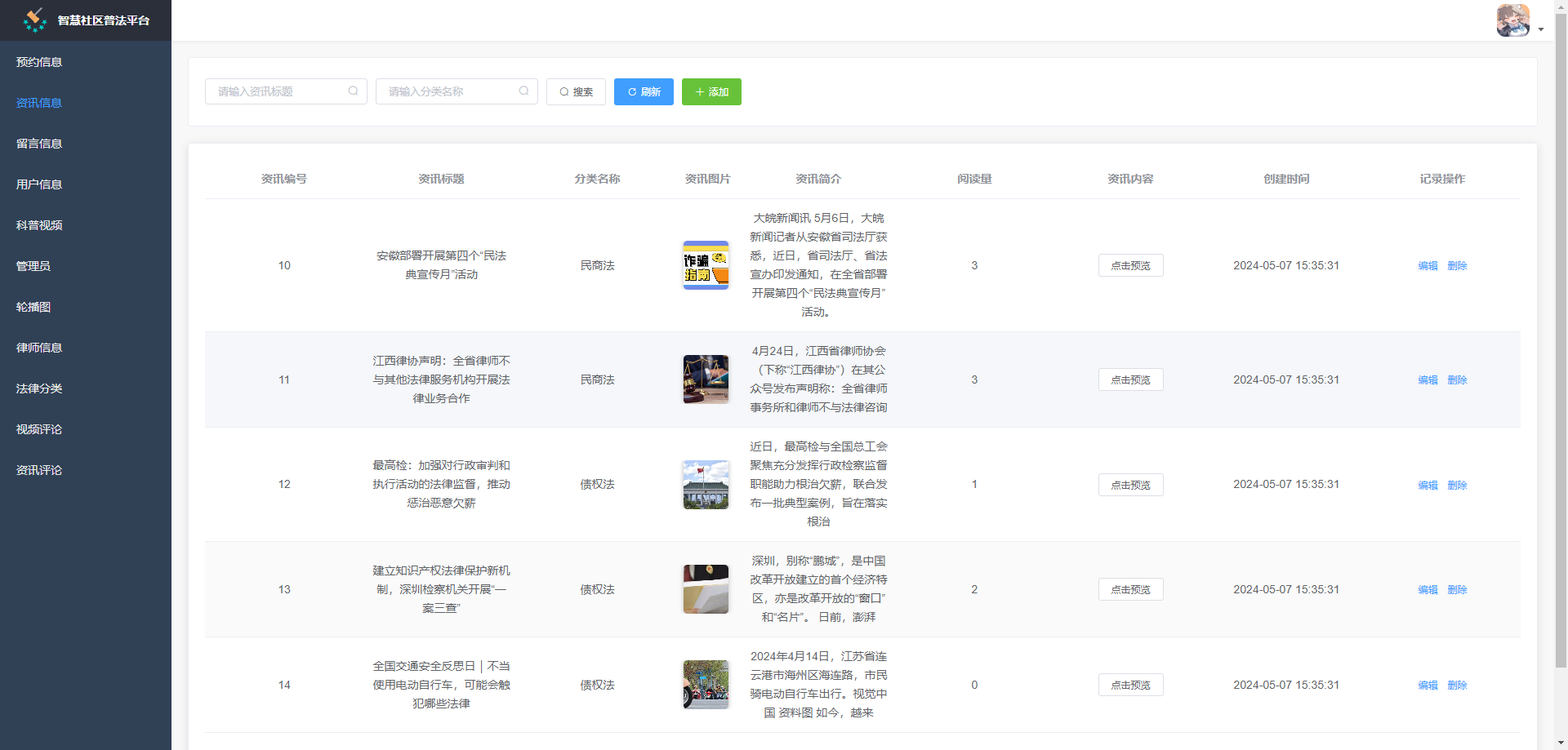 基于JAVA+SpringBoot+Vue的社区普法平台